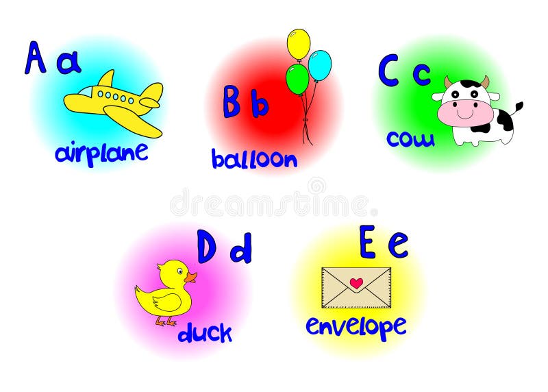 Part of English Alphabet with Examples Stock Vector - Illustration of ...