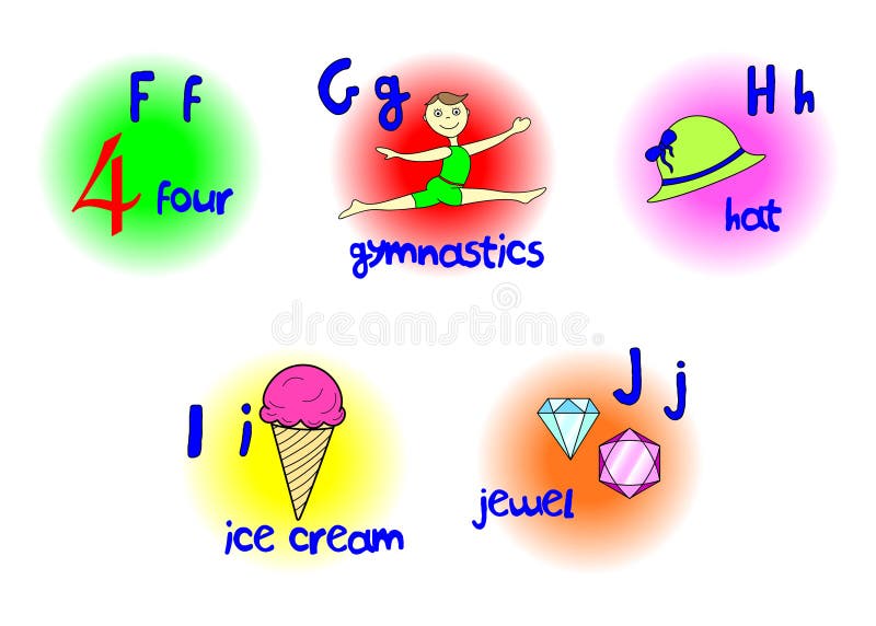 Part of English Alphabet with Examples Stock Vector - Illustration of ...