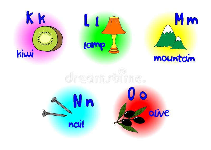 Part of English Alphabet with Examples Stock Vector - Illustration of ...