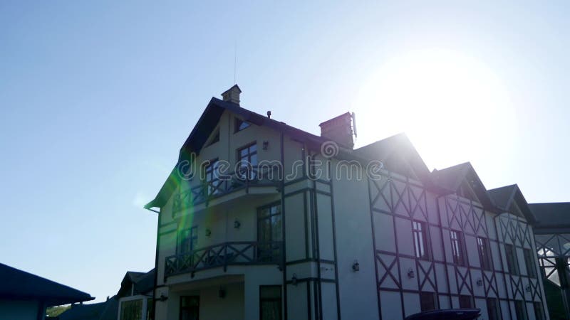 Part of the Facade of a House in Modern Style and Sun Rays Stock ...