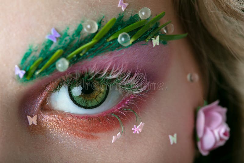 Part of the Face with Bright Spring Makeup Stock Photo - Image of eyes ...