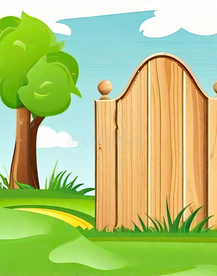 Part of the Fence and a Tree. Drawing Stock Illustration - Illustration ...
