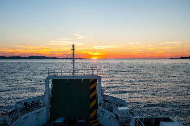 Part of Ferry Boat in Sunset Stock Photo - Image of strait, nordic ...