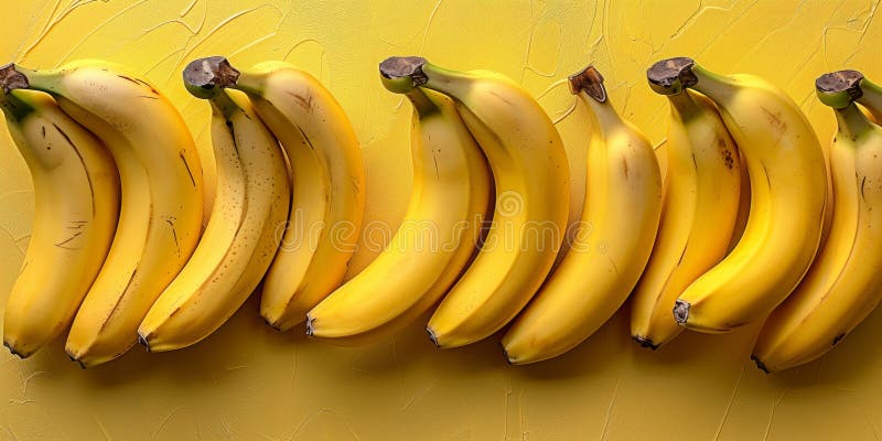 Fresh Yellow Bananas Laying Flat in an Overhead View in a Repeated ...