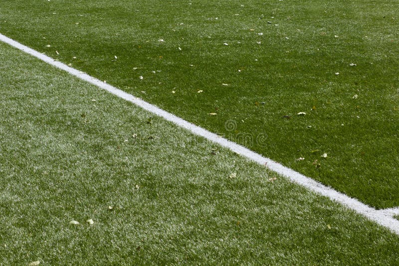 Part of a Football Field. White Stripe on the Lawn. Stock Photo - Image ...