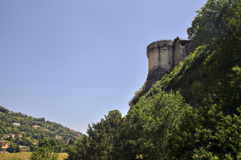 Part of a Fortification on a Cliff Seen from a Park Below Stock Photo ...