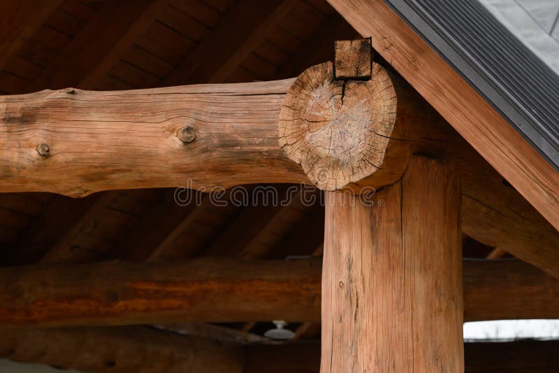 Part of a Frame of the Rural House. Timber Wooden Log of the House ...