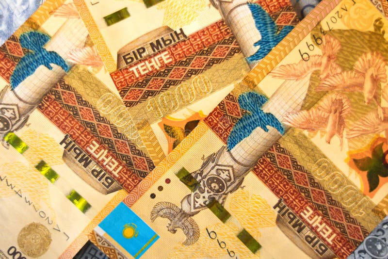 Part of the Front Side of 1000 Thousand Tenge Banknotes Stock Image ...