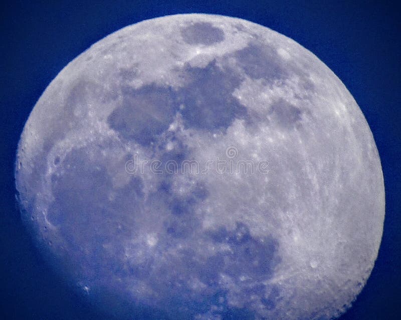 Almost a Full Moon Right after High Noon Stock Image - Image of moon ...