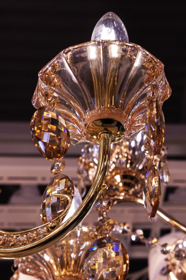Part of Gold Chandelier. Front View, Indoors Vertical Shot Stock Image ...