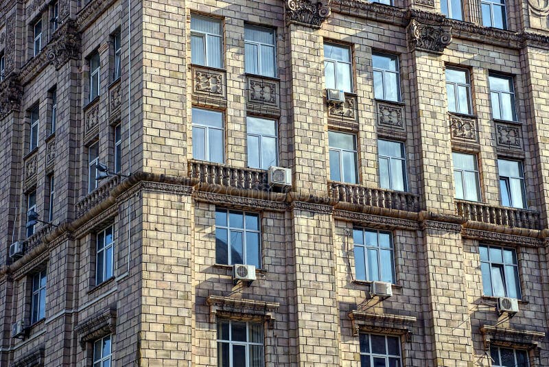 Corner of a Gray High-rise Building with Windows Stock Image - Image of ...