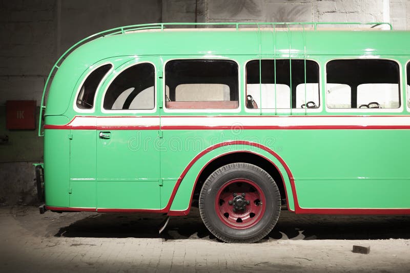 Part of Green Old Retro Bus. Back Door. Stock Image - Image of journey ...