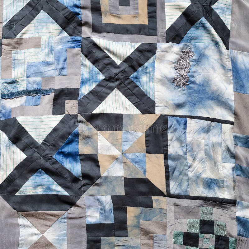 Part of Hand-crafted Patchwork Quilt Stock Image - Image of fabric ...