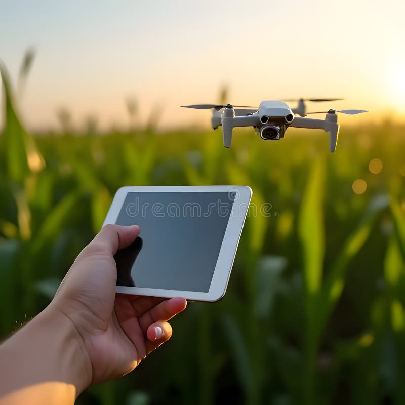 Part of the Hand Holding the Tablet, Controlling the Drone, Flying ...