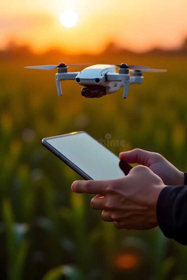 Part of the Hand Holding the Tablet, Controlling the Drone, Flying ...