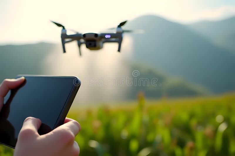 Part of the Hand Holding the Tablet, Controlling the Drone, Flying ...