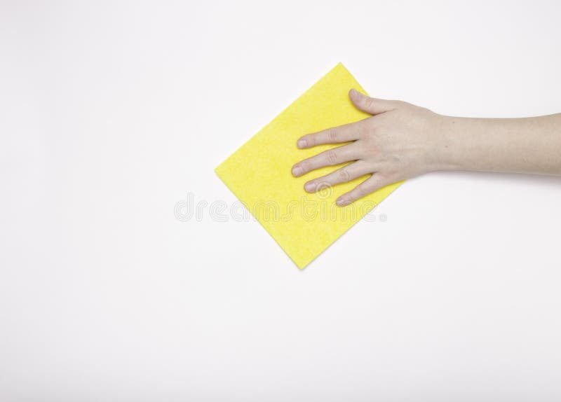 Part of the Hand with a Purple Cloth for Dusting and Removing Dirt ...
