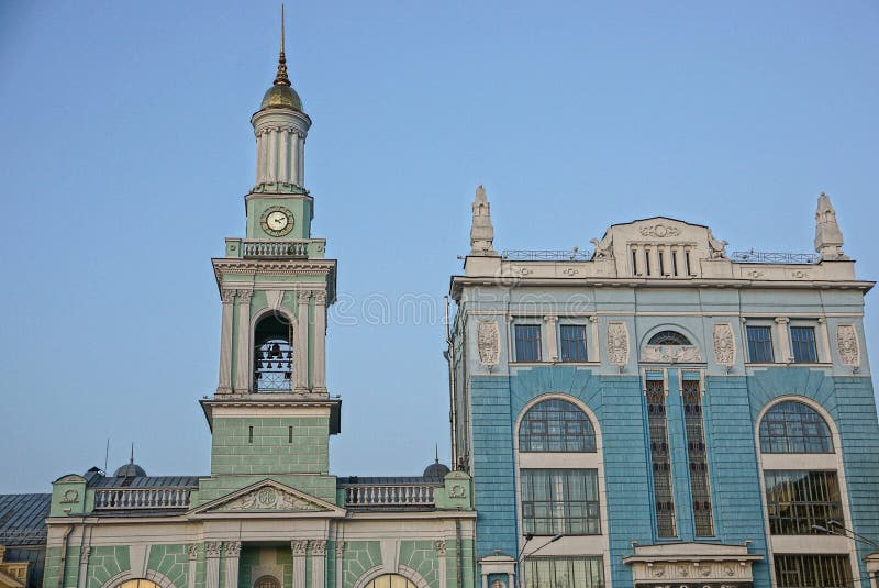 Part of House and Bell Tower with Clock on Sky Background Stock Image ...