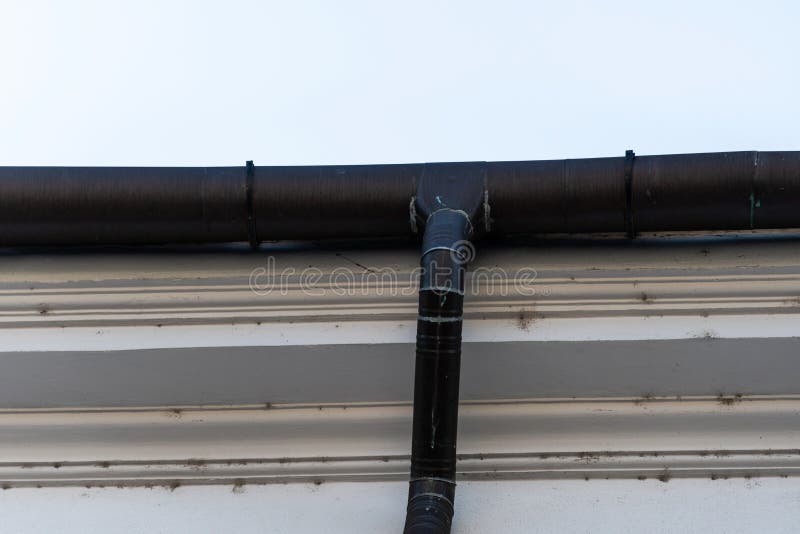 Rain Gutter with a Downspout Stock Photo - Image of conductor, pipe ...