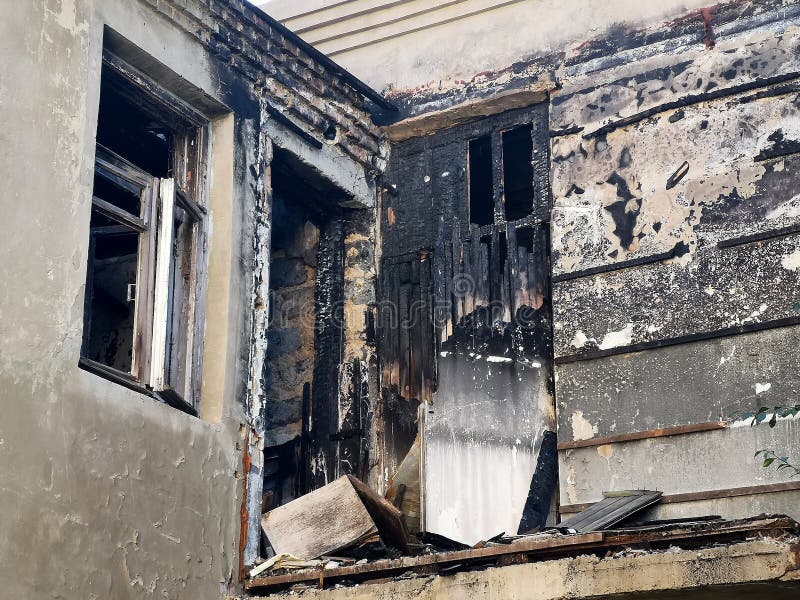 Part of the House after a Fire Stock Photo - Image of burned, beat ...