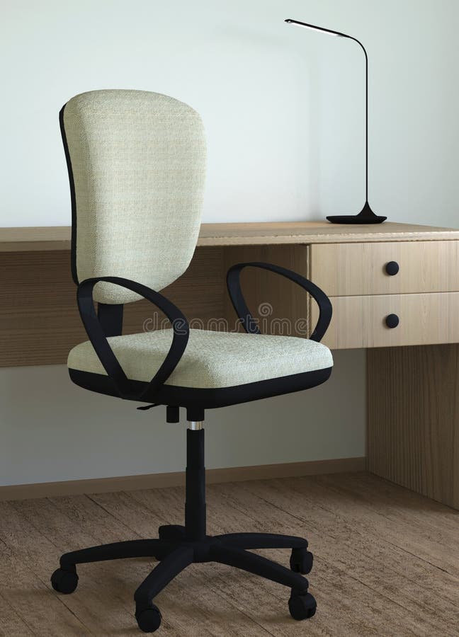 A Part of Interior. Office Chair in Front of a Desk. 3D Rendering ...