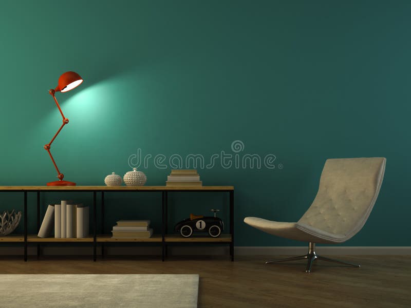 Part of Interior with Retro Red Lamp 3D Rendering Editorial Photo ...