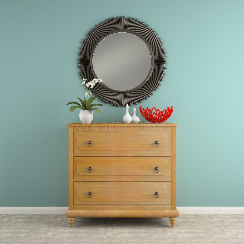 Part of Interior with Stylish Commode 3D Rendering 2 Stock Image ...