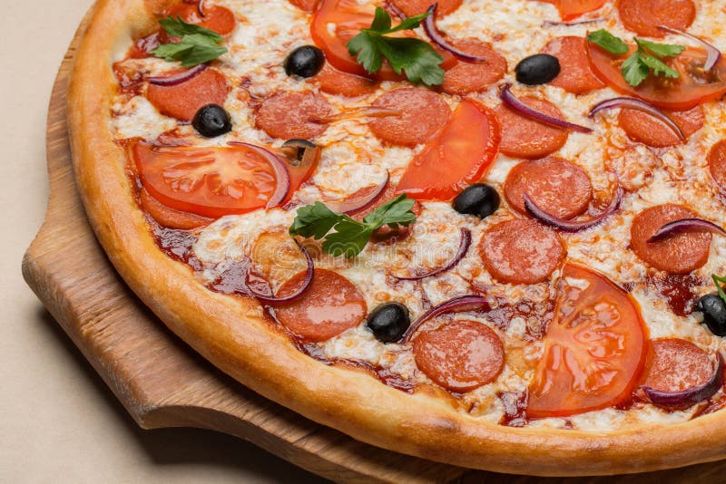 The part of Italian pizza stock image. Image of mushrooms - 91858633