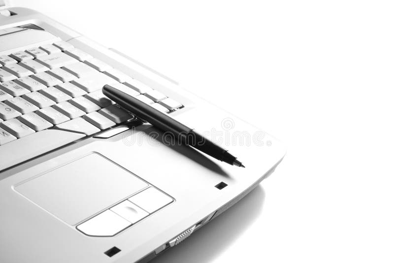 Part of keyboard with pen stock image. Image of business - 11408141