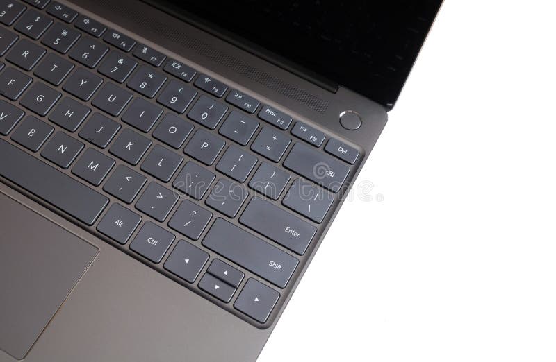 Part of Laptop Keyboard and Touchpad of Opened Laptop Isolated on White ...