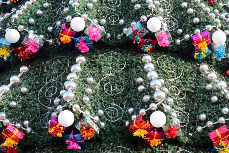 Part of Large Outdoor Christmas Tree Closeup Stock Photo - Image of ...