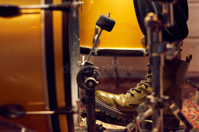 Part of Leg of Drummer on Pedal of Drum Kit Stock Photo - Image of ...