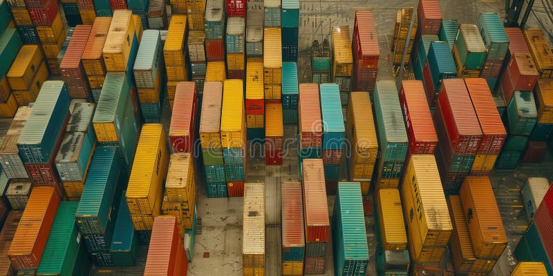 A Cargo Port or Terminal with Stacked Shipping Containers Stock ...
