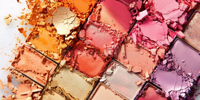 An Eyeshadow Palette with Different Shades Crushed on a White ...