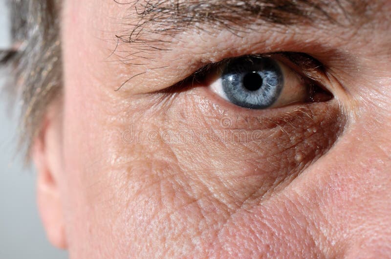 Part of a Seniors Face with Blue Eye Stock Image - Image of male ...