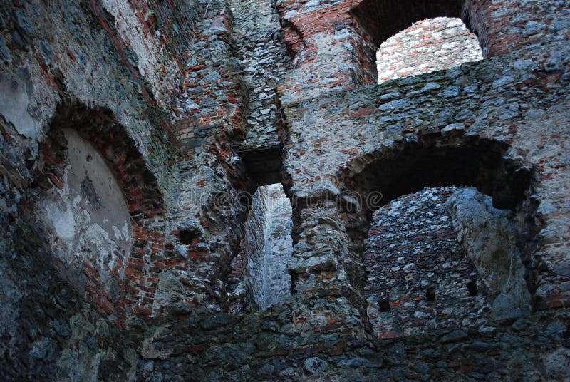 Part of Medieval Castle in Ruin with Windows and Blende. Stock Photo ...