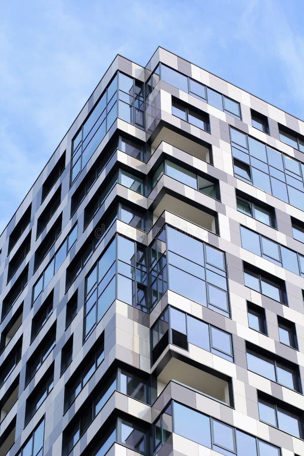 Part Of A Modern Multistory Building. Modern High-tech Architecture ...