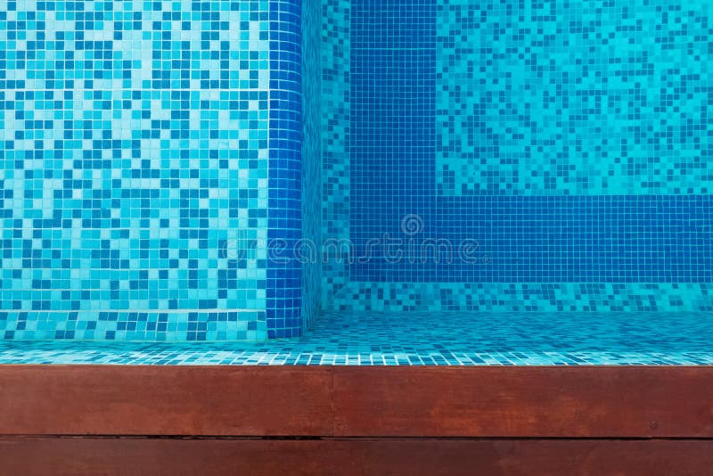A Part of Modern Swimming Pool with Wooden Border Stock Photo - Image ...