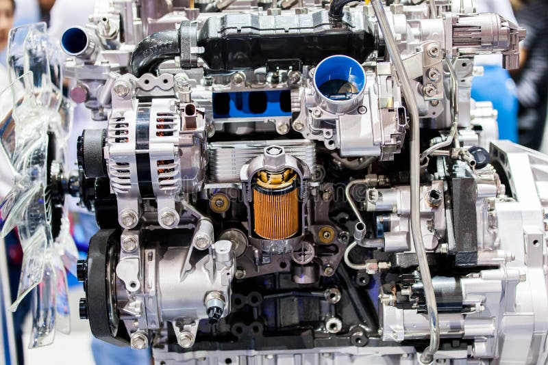 Part of New Car Engine for Motorshow Exhibition Stock Photo - Image of ...