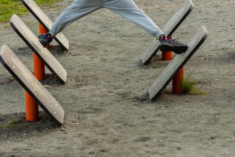 Part of an Obstacle Course.. Stock Image - Image of motion, fence ...