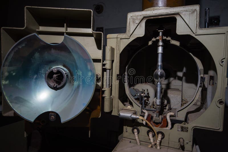 An old 35mm film projector stock image. Image of zoom - 2191373