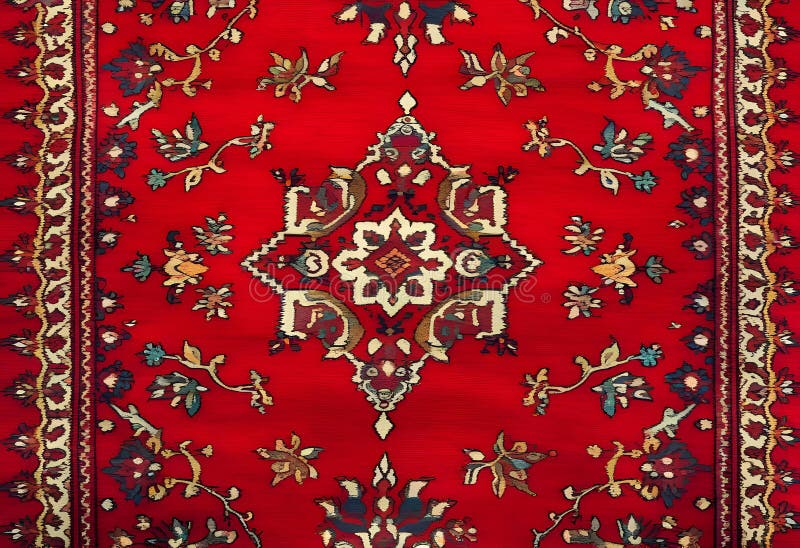 Part of Old Red Persian Carpet Texture, Abstract Ornament Stock ...