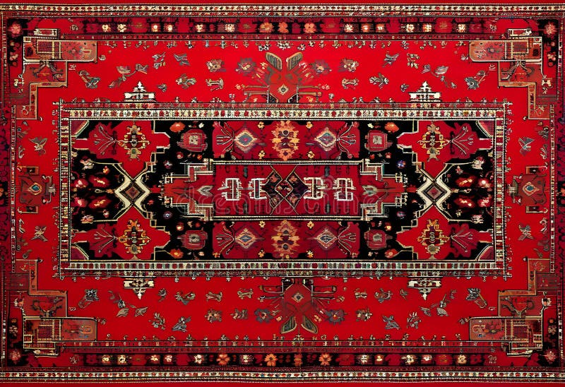 Part of Old Red Persian Carpet Texture, Abstract Ornament Stock ...