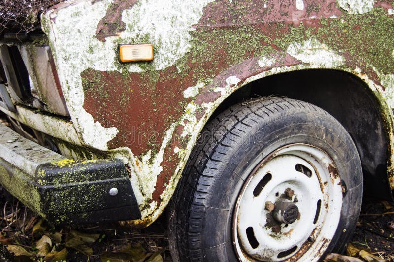 Part of old rusty car stock photo. Image of auto, moss - 80431754