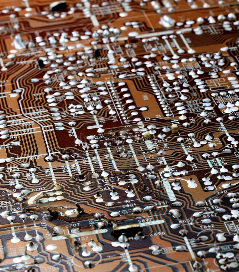 Part of Old Vintage Printed Circuit Board Stock Photo - Image of dust ...