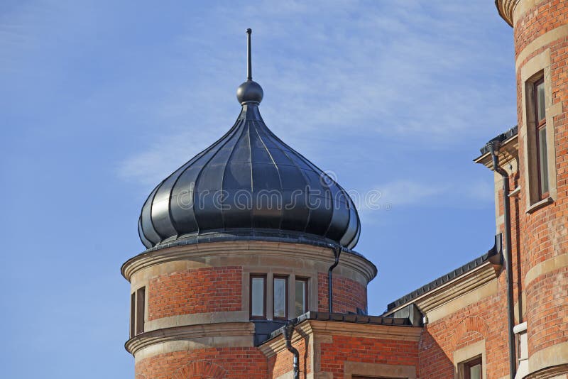 Part of an Older Castle-like Building with Towers Stock Image - Image ...