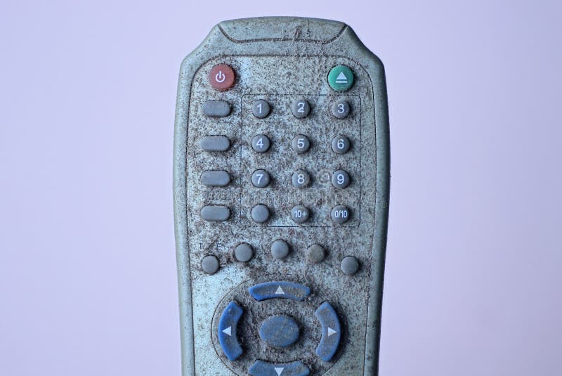 Part on One Old Gray Dirty Plastic Television Remote Control Stock ...