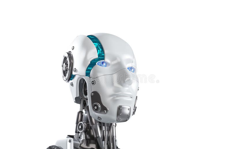 Part of One Separated Robot Head 3D Rendering with Digital Brain Engine ...