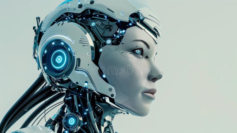 Part of One Separated Robot Head 3D Rendering with Digital Graphic ...