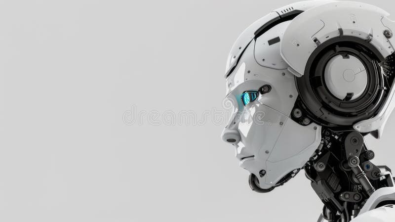 Part of One Separated Robot Head 3D Rendering with Digital Graphic ...
